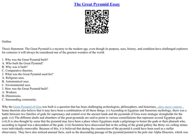 Essay On The Great Pyramid Of Giza | PPT