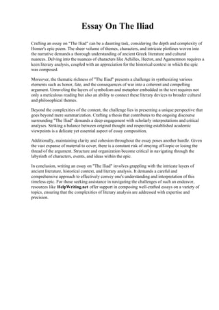 Essay On The Iliad. William James College | PDF