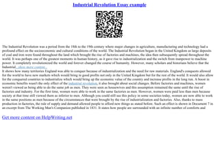 Essay On The Industrial Revolution | PDF