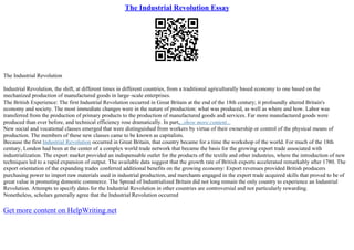 Essay On The Industrial Revolution | PDF