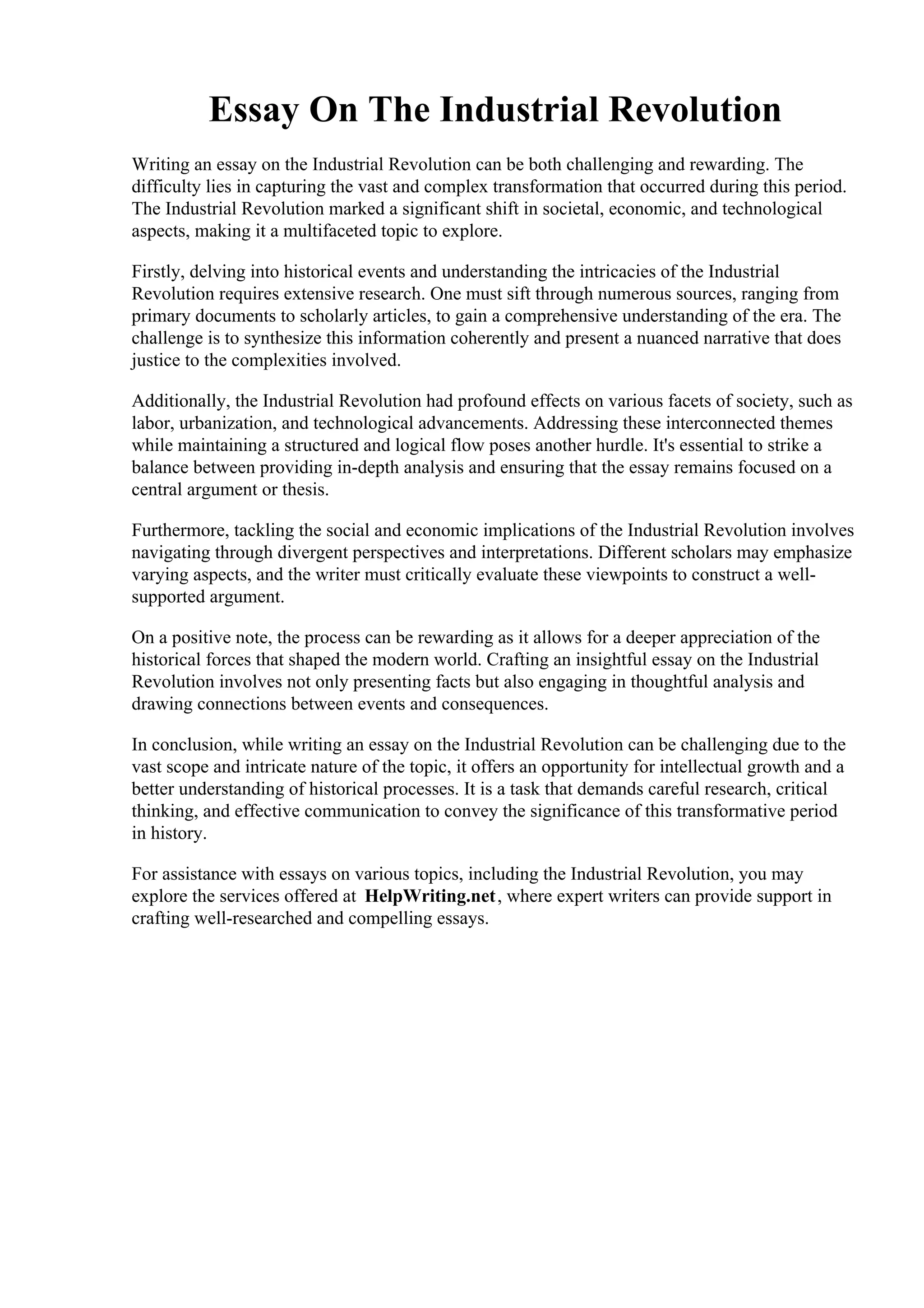 Essay On The Industrial Revolution.pdf