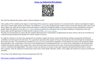 British Industrial Revolution Dbq