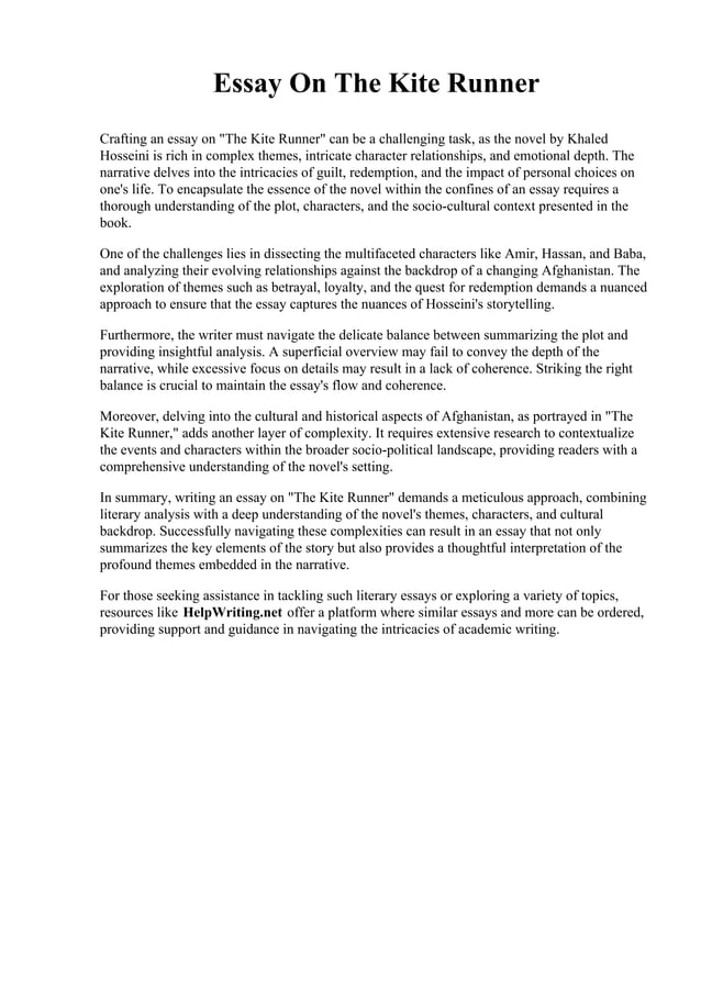 Essay On The Kite Runner. Gustavus Adolphus College | PDF | Fiction ...