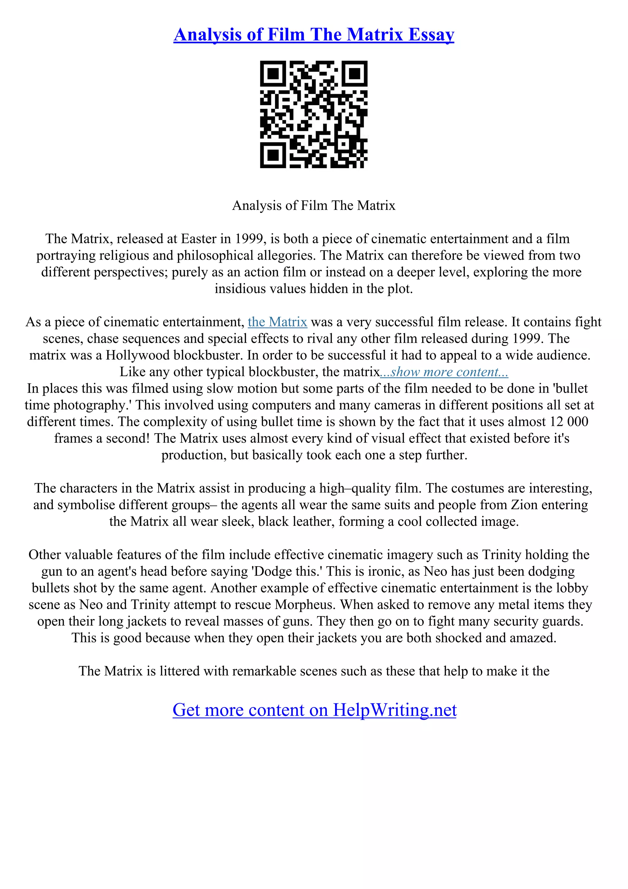 Essay On The Matrix | PDF