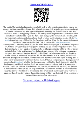 Essay On The Matrix | PDF