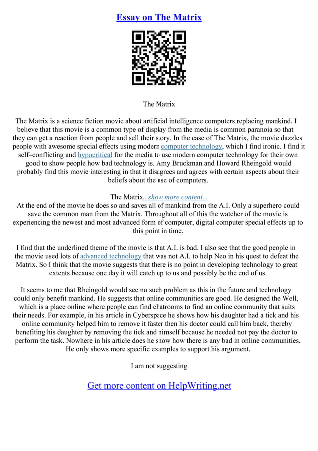Essay On The Matrix | PDF