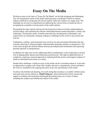 Essay On The Media | PDF