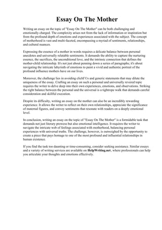 Essay On The Mother | PDF