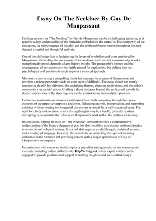 Essay On The Necklace By Guy De Maupassant.pdf