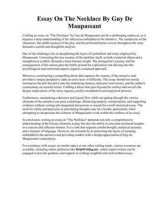 Essay On The Necklace By Guy De Maupassant.pdf