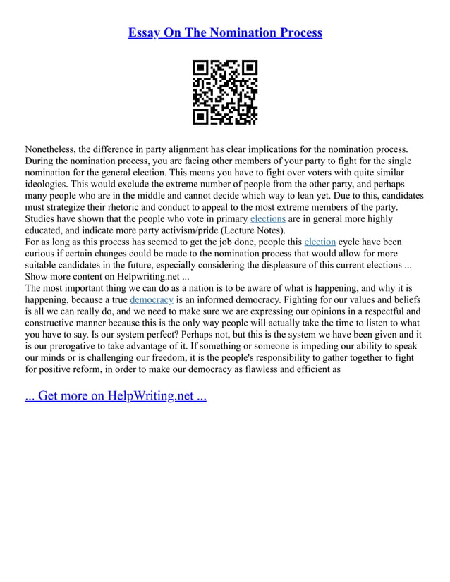 Essay On The Nomination Process | PDF