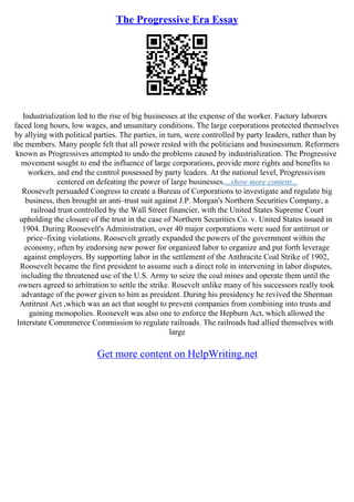 Essay On The Progressive Era | PDF