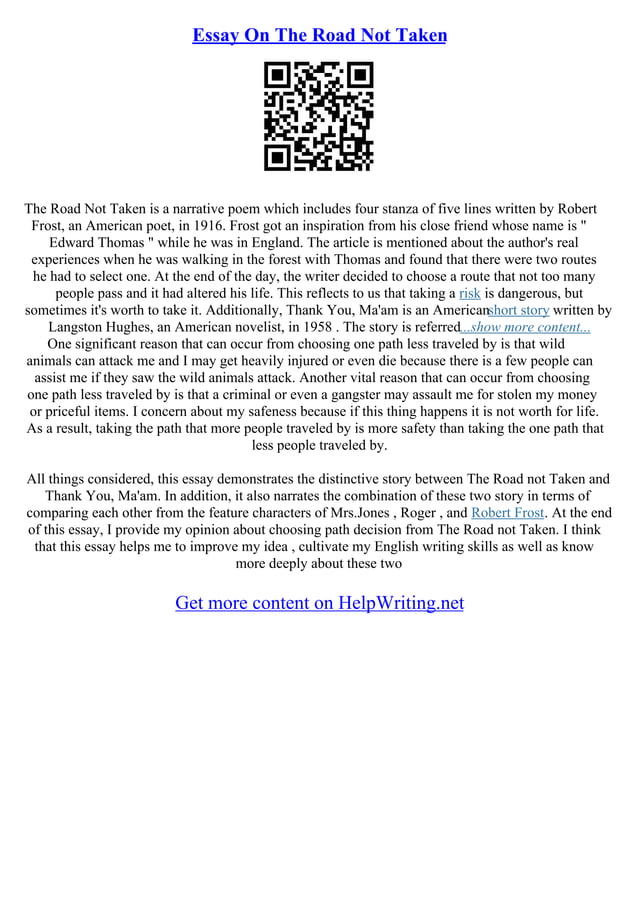 Essay On The Road Not Taken | PDF