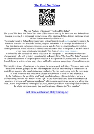 Essay On The Road Not Taken | PDF