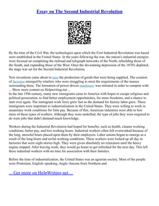 Essay On The Second Industrial Revolution | PDF