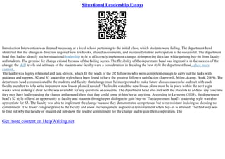 Essay On The Situational Leadership Model | PDF | Executive Leadership ...