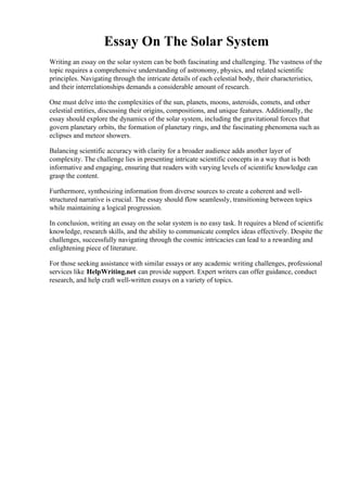 Essay On The Solar System | PDF