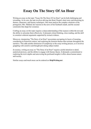 Essay On The Story Of An Hour | PDF
