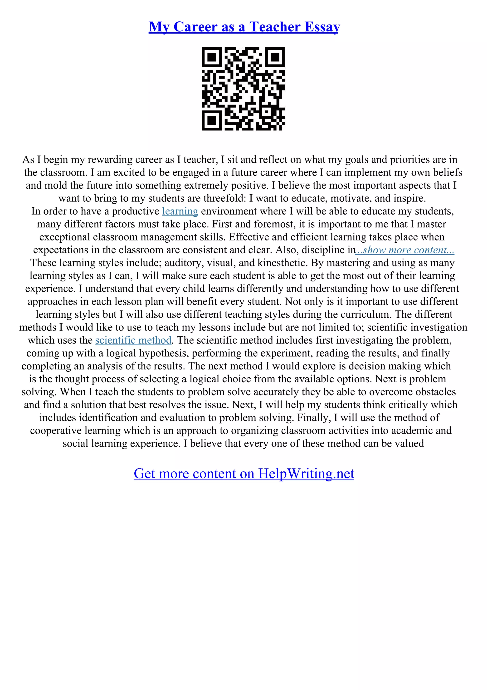 Essay On The Teacher | PDF