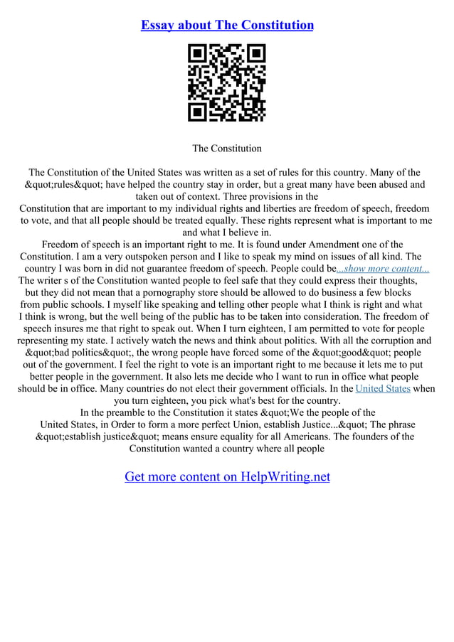 Essay On The Us Constitution | PDF
