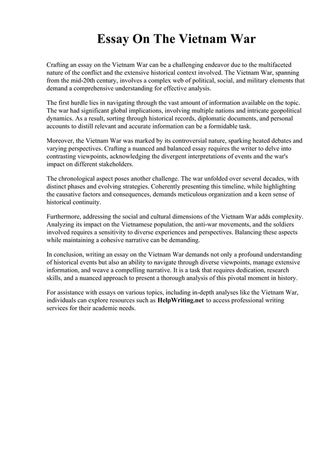 Essay On The Vietnam War. Morehouse College | PDF