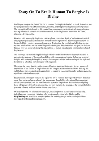 Essay On To Err Is Human To Forgive Is Divine.pdf