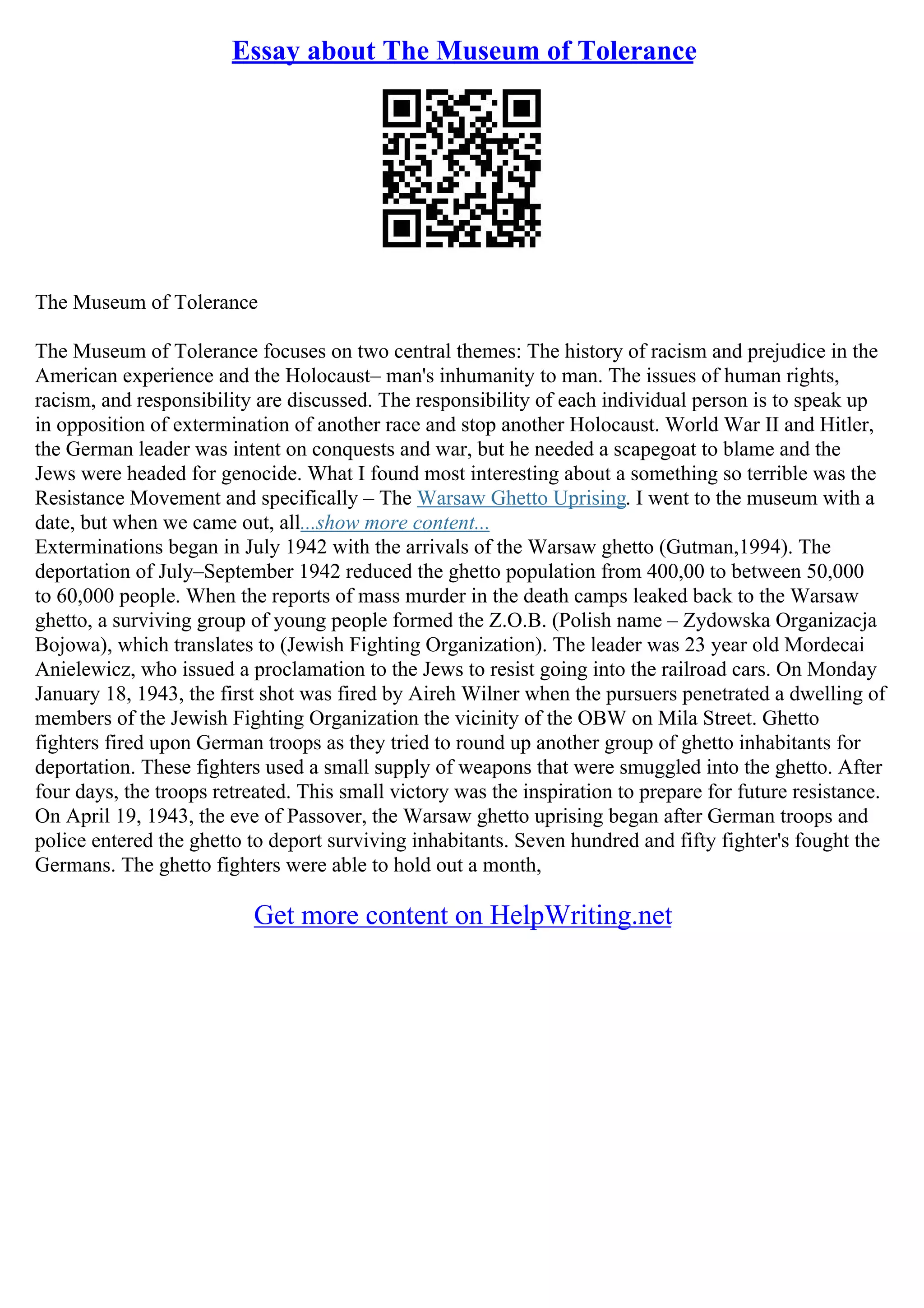 Essay On Tolerance | PDF