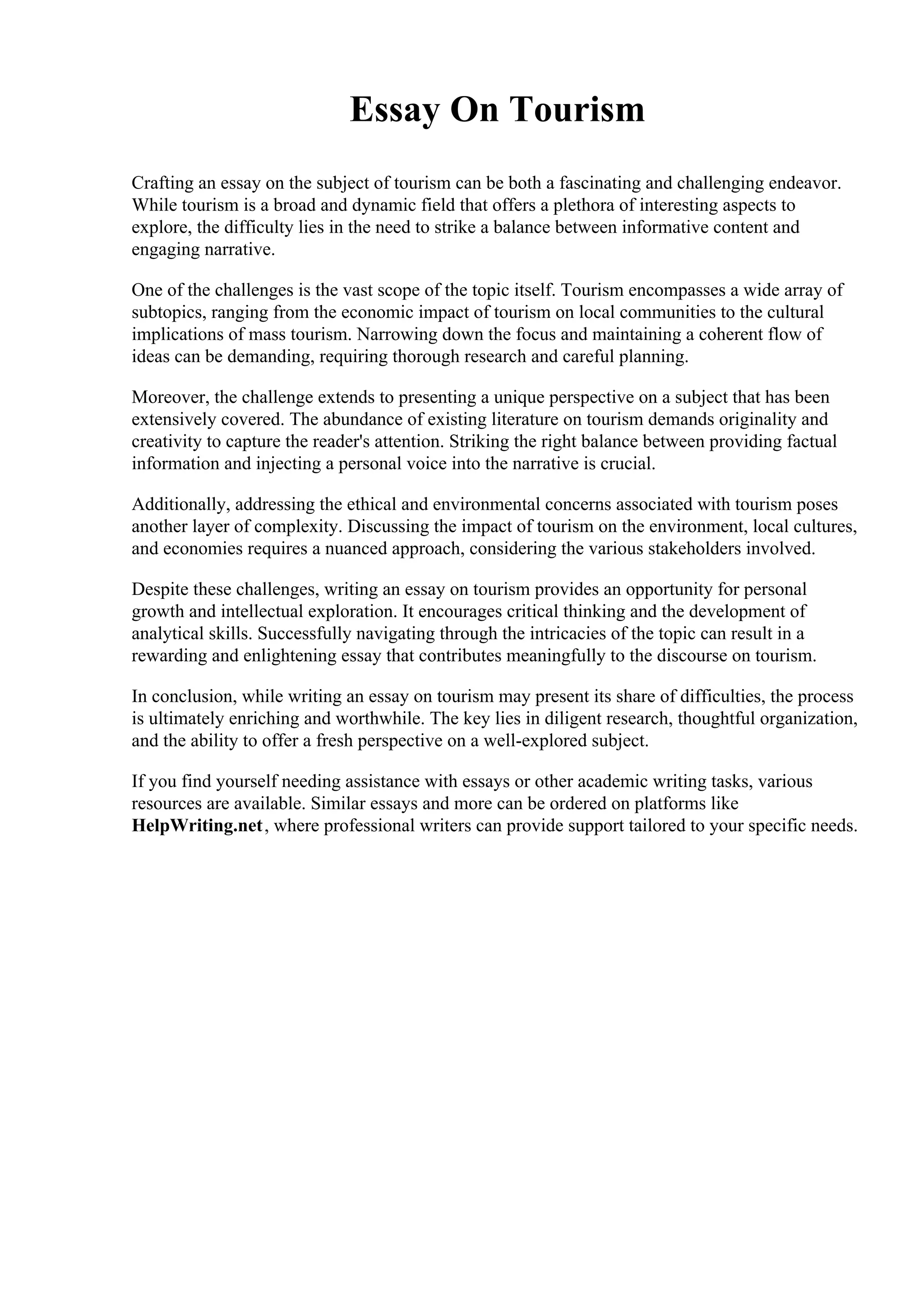 Essay On Tourism.pdf
