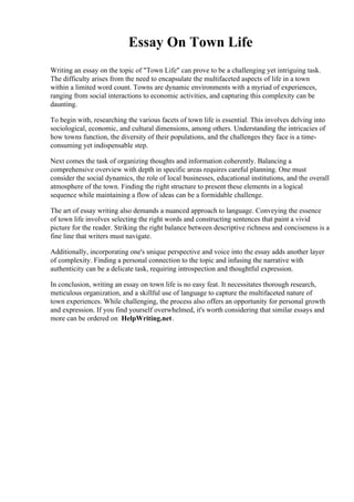 Essay On Town Life.pdf