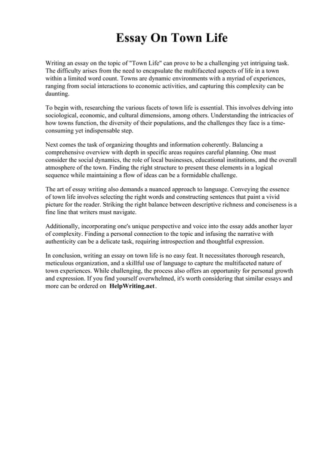 Essay On Town Life.pdf