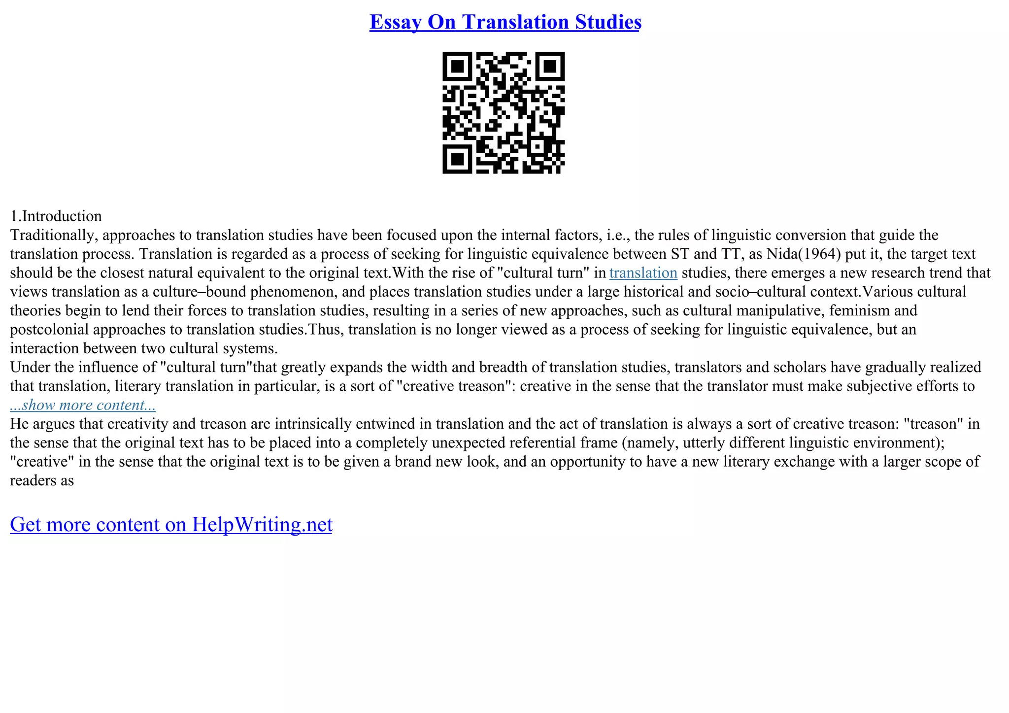 Essay On Translation Studies | PDF | Science