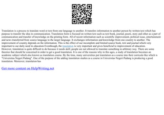 Essay On Translation Studies | PDF