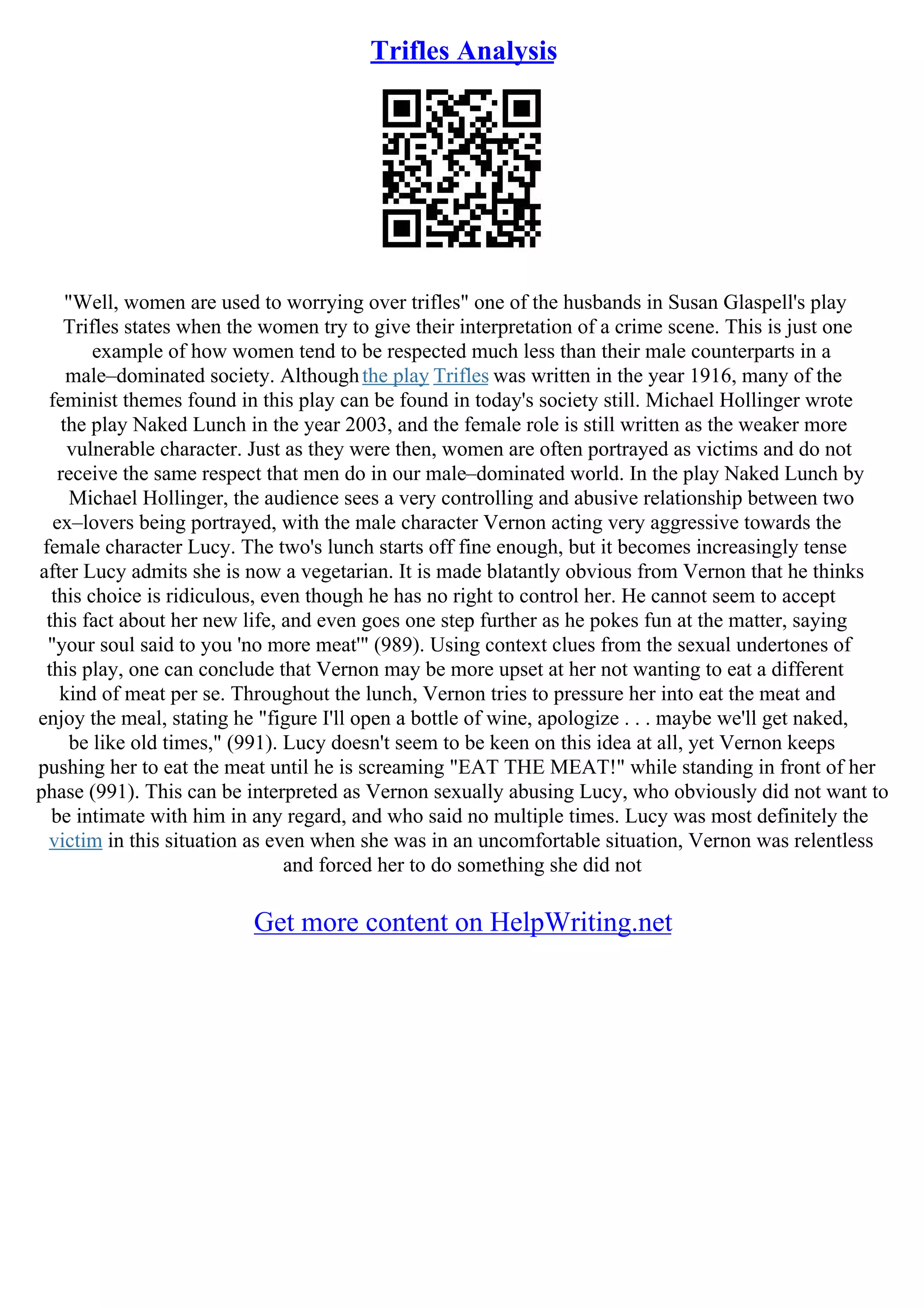 Essay On Trifles | PDF