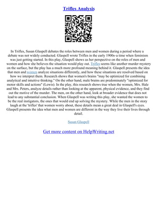 Essay On Trifles | PDF