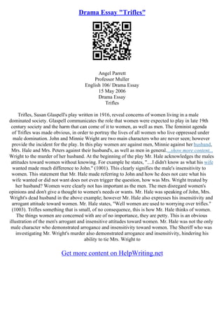 Essay On Trifles | PDF