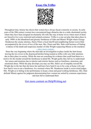 Essay On Trifles | PDF