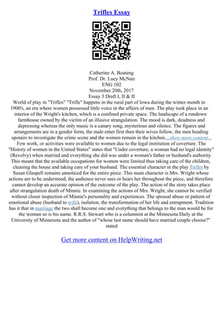 Essay On Trifles | PDF