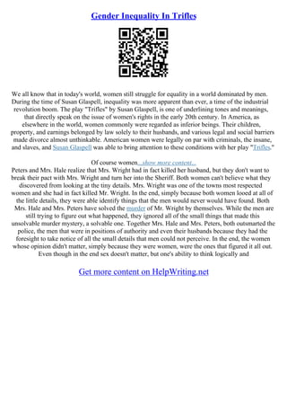 Essay On Trifles | PDF