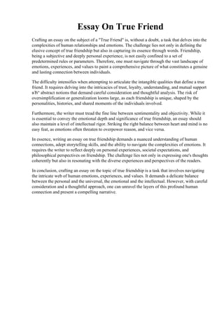 Essay On True Friend | PDF