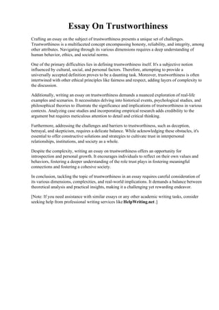 Essay On Trustworthiness | PDF