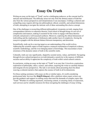 Essay On Truth. essay questions nothing but the truth.doc