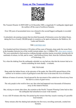 Essay On Tsunami | PDF