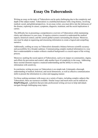 Essay On Tuberculosis | PDF
