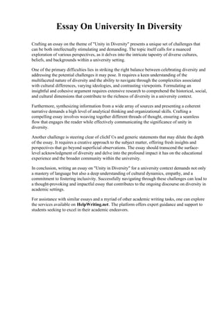 Essay On University In Diversity | PDF