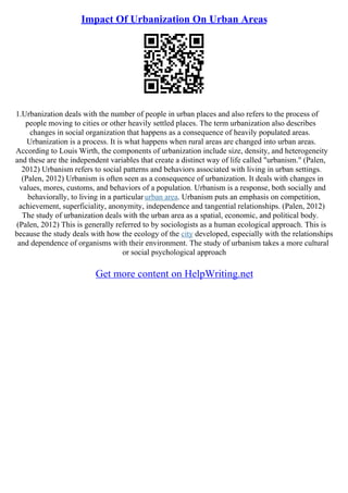 Essay On Urbanisation | PDF | Environment | Science