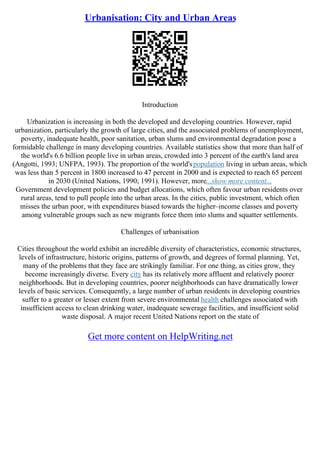 Essay On Urbanisation | PDF | Environment | Science