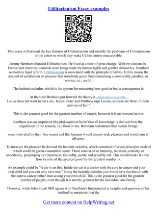 Essay On Utilitarianism | PDF