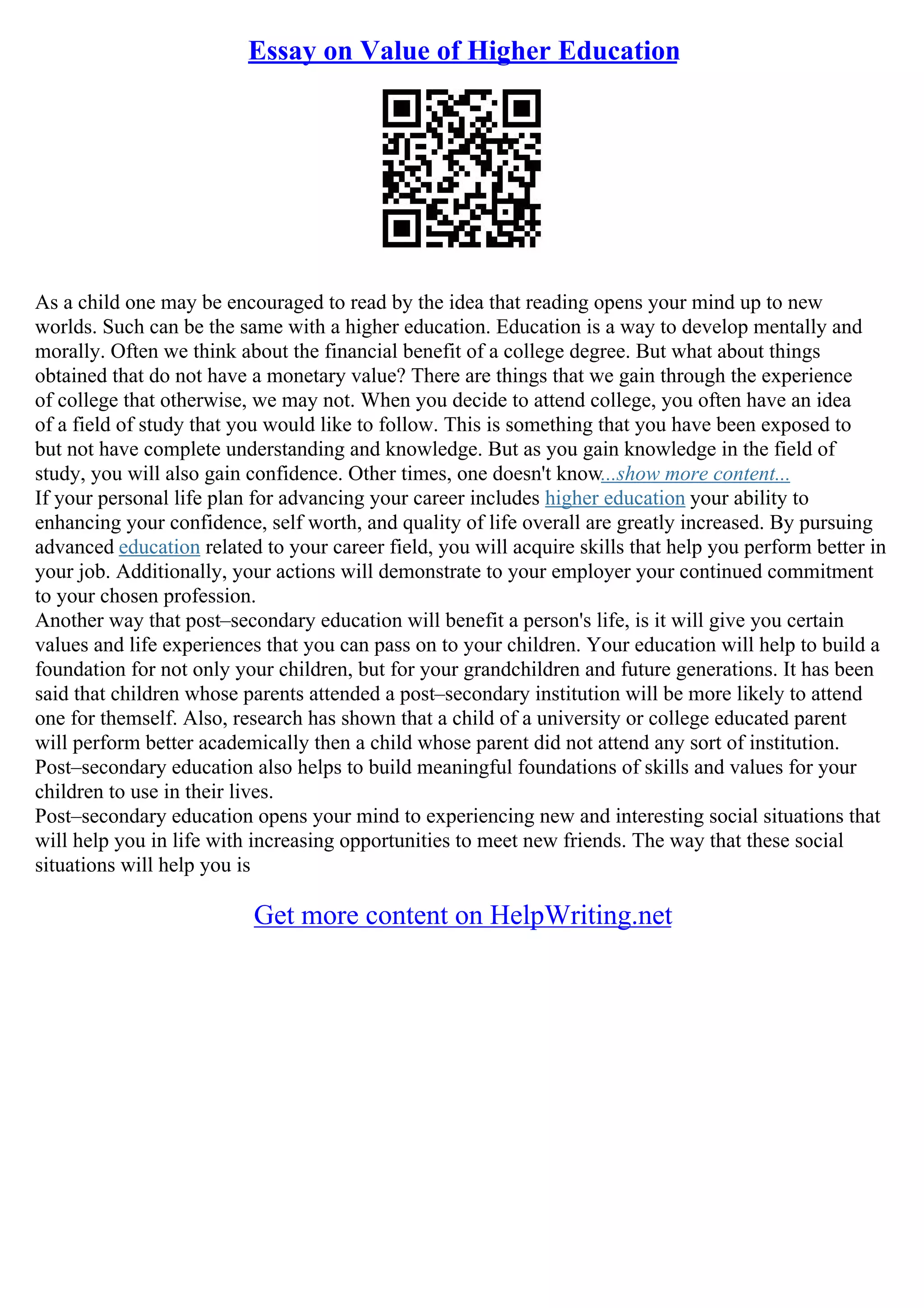 Essay On Value Education | PDF