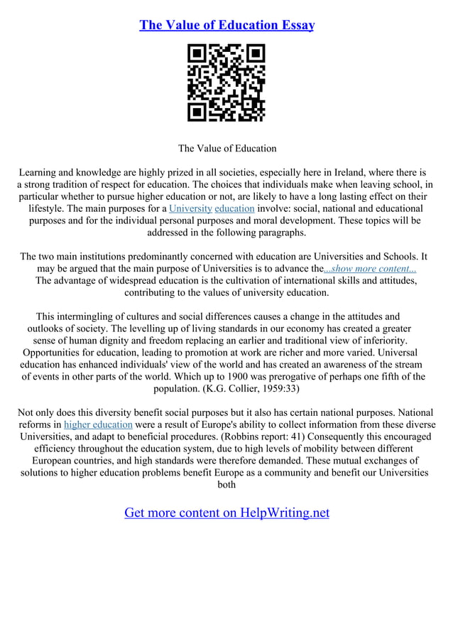 Essay On Value Education | PDF