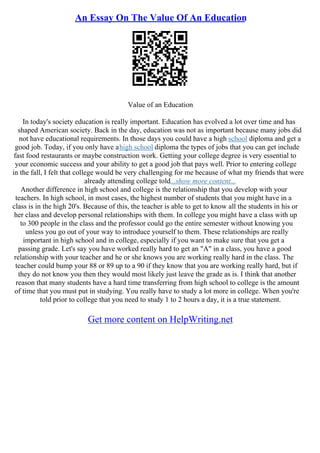 Essay On Value Education | PDF